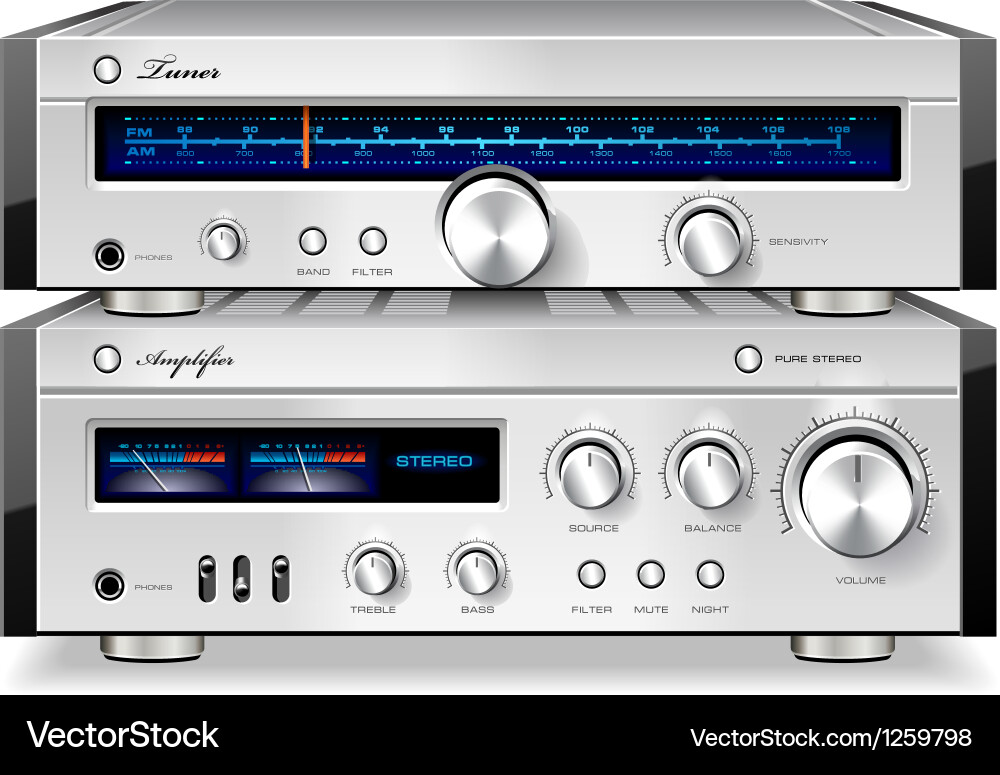 Vintage Stereo Amplifier & Tuner Royalty Free Vector