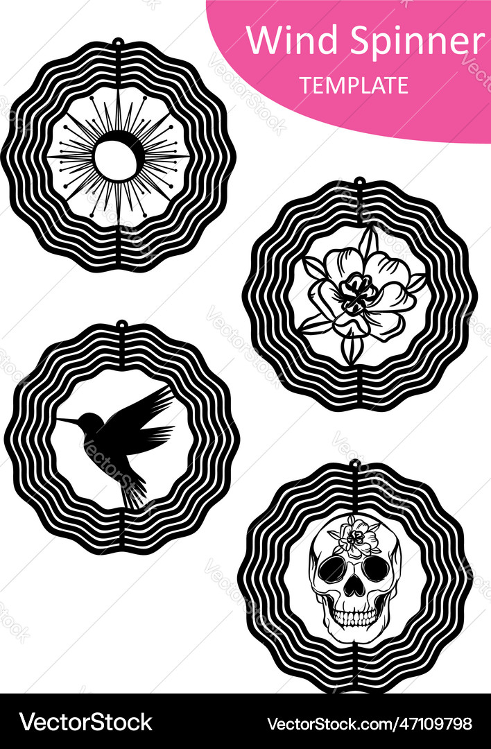 Wind spinner template set isolated on white Vector Image