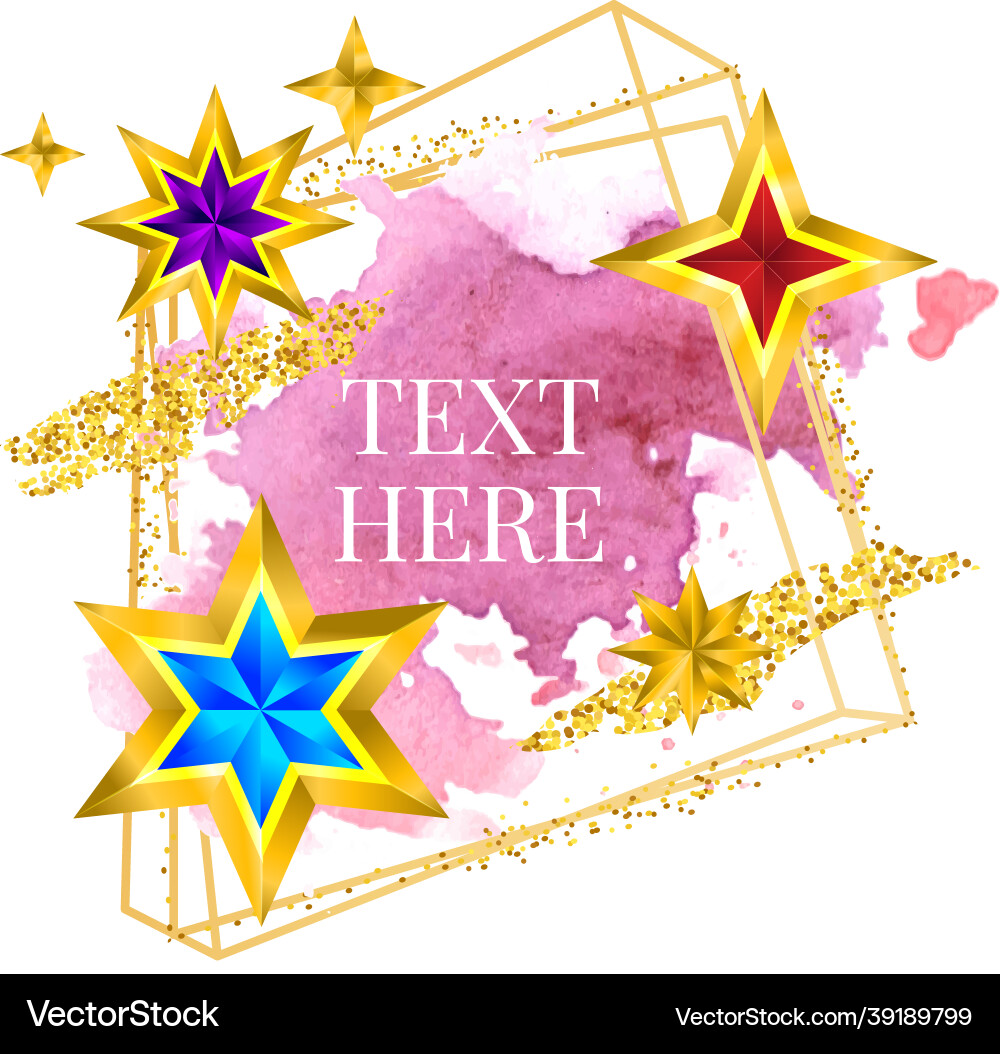 Gold frame paint hand painted brush stroke Vector Image