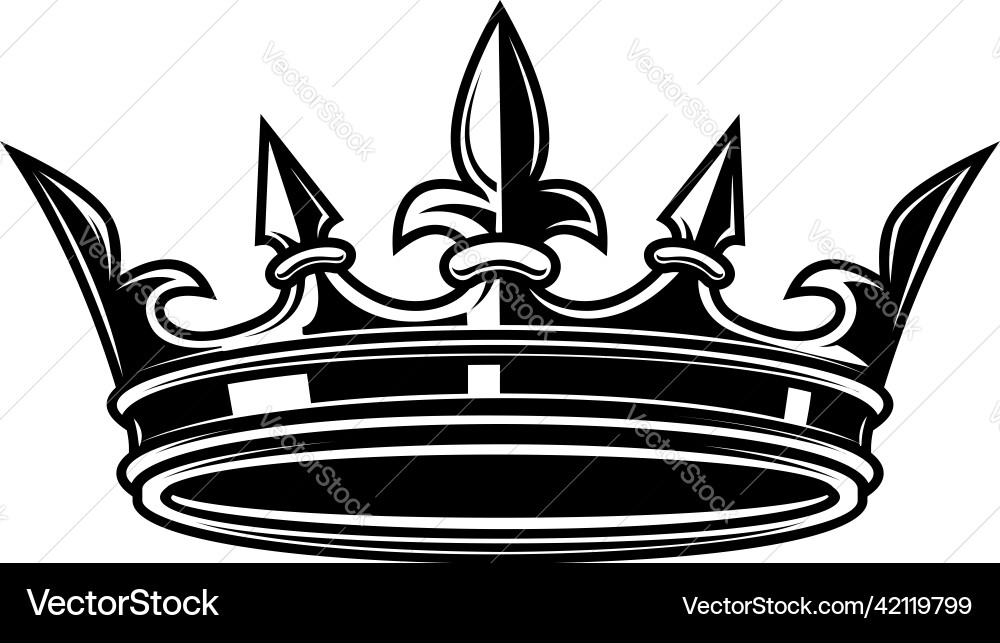 King crown in monochrome style design element Vector Image
