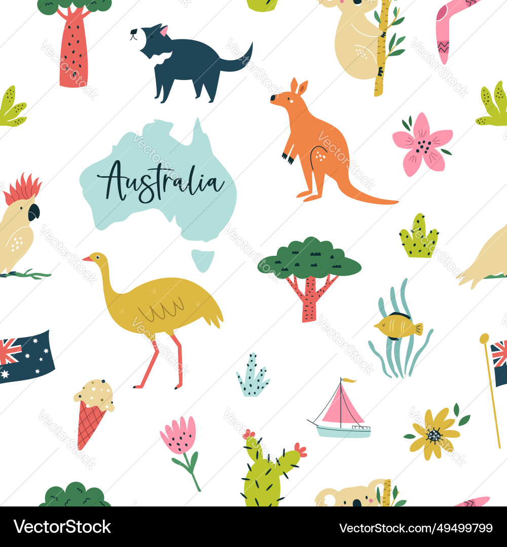 Seamless pattern with symbols of australia Vector Image