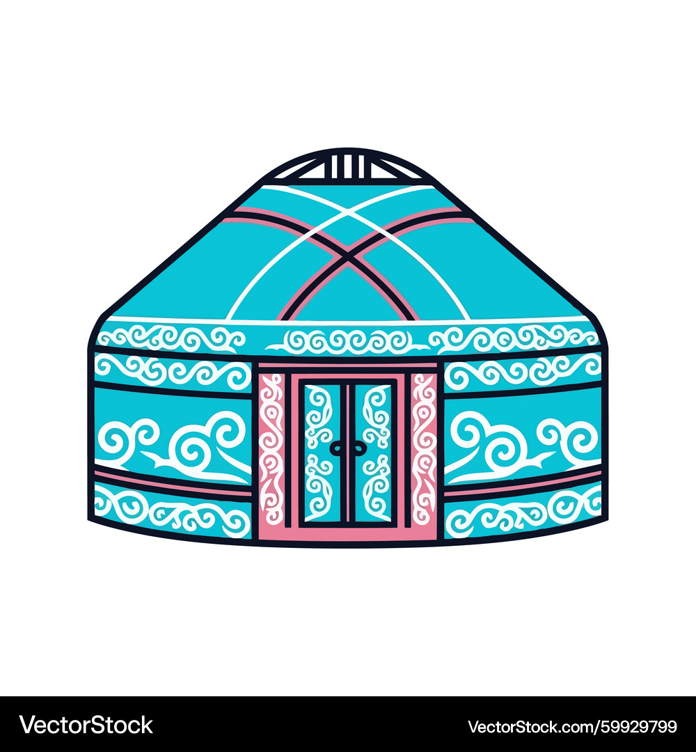 Traditional Blue Yurt Royalty Free Vector Image