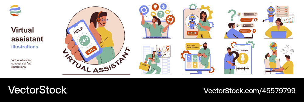 Virtual assistant concept with character Vector Image