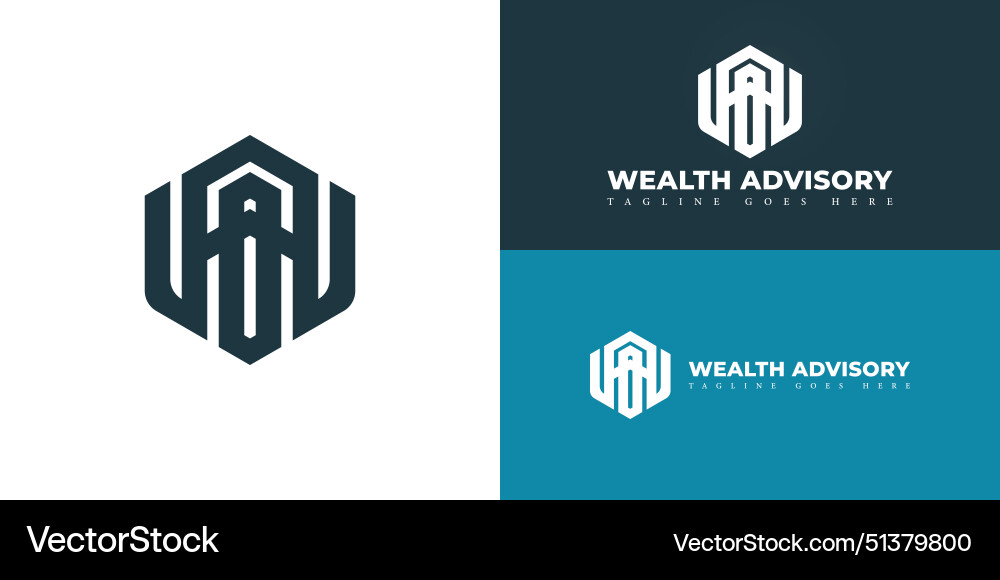 Abstract initial hexagon letter wa or aw logo Vector Image