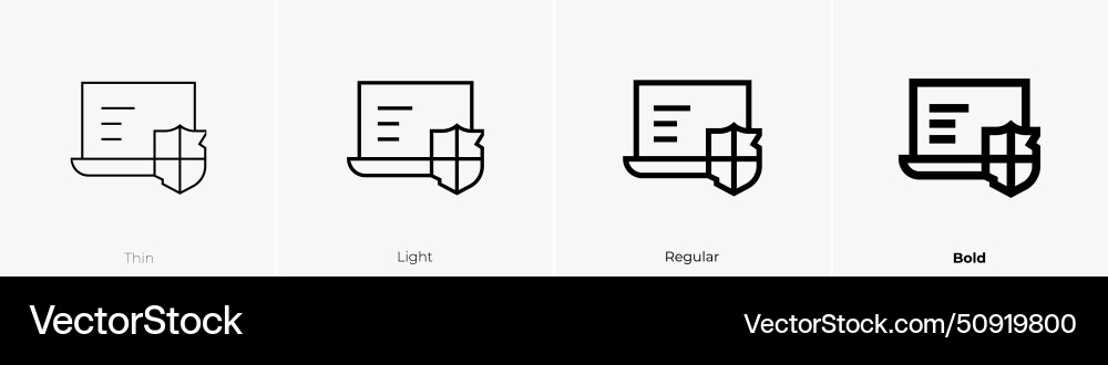 Broken shield icon thin light regular and bold Vector Image