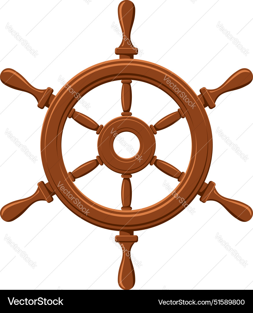 Classic ship helm wheel 6 spokes Royalty Free Vector Image
