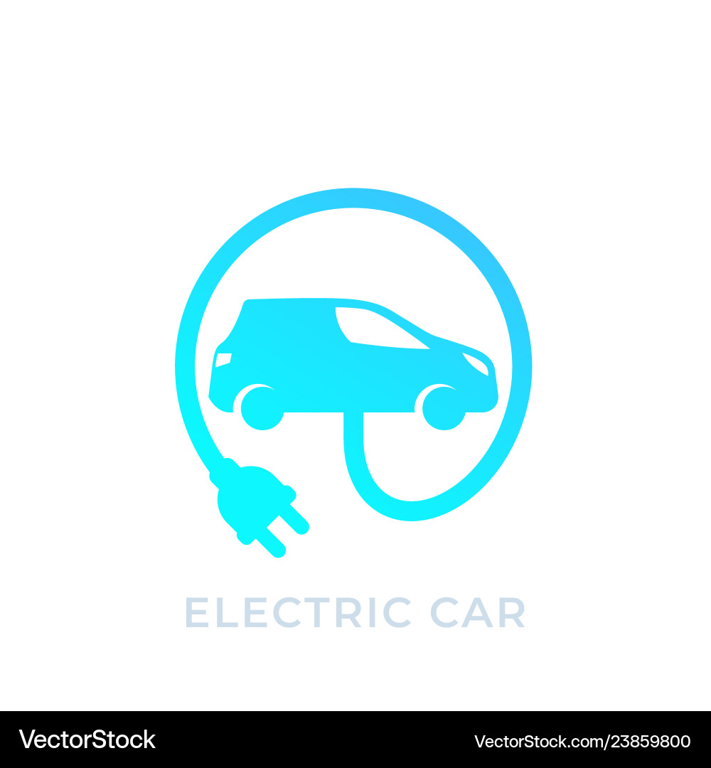Electric car with plug ev icon Royalty Free Vector Image