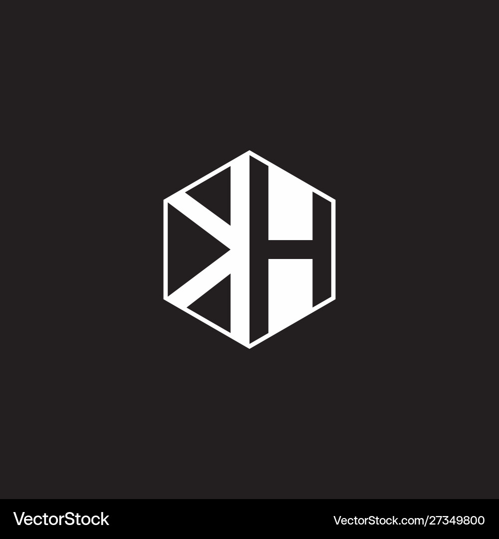 Kh logo monogram hexagon with black background Vector Image