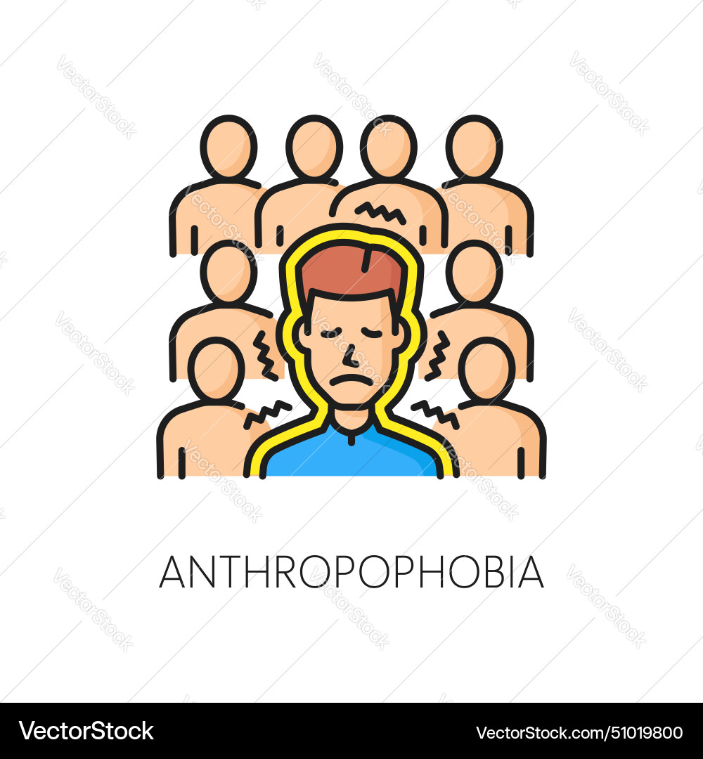 Mental anxiety or phobia anthorophobia line icon Vector Image Mental anxiety or phobia anthorophobia line icon Vector Image