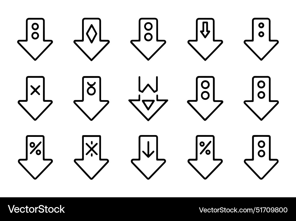Percent down arrow sign related editable stroke Vector Image