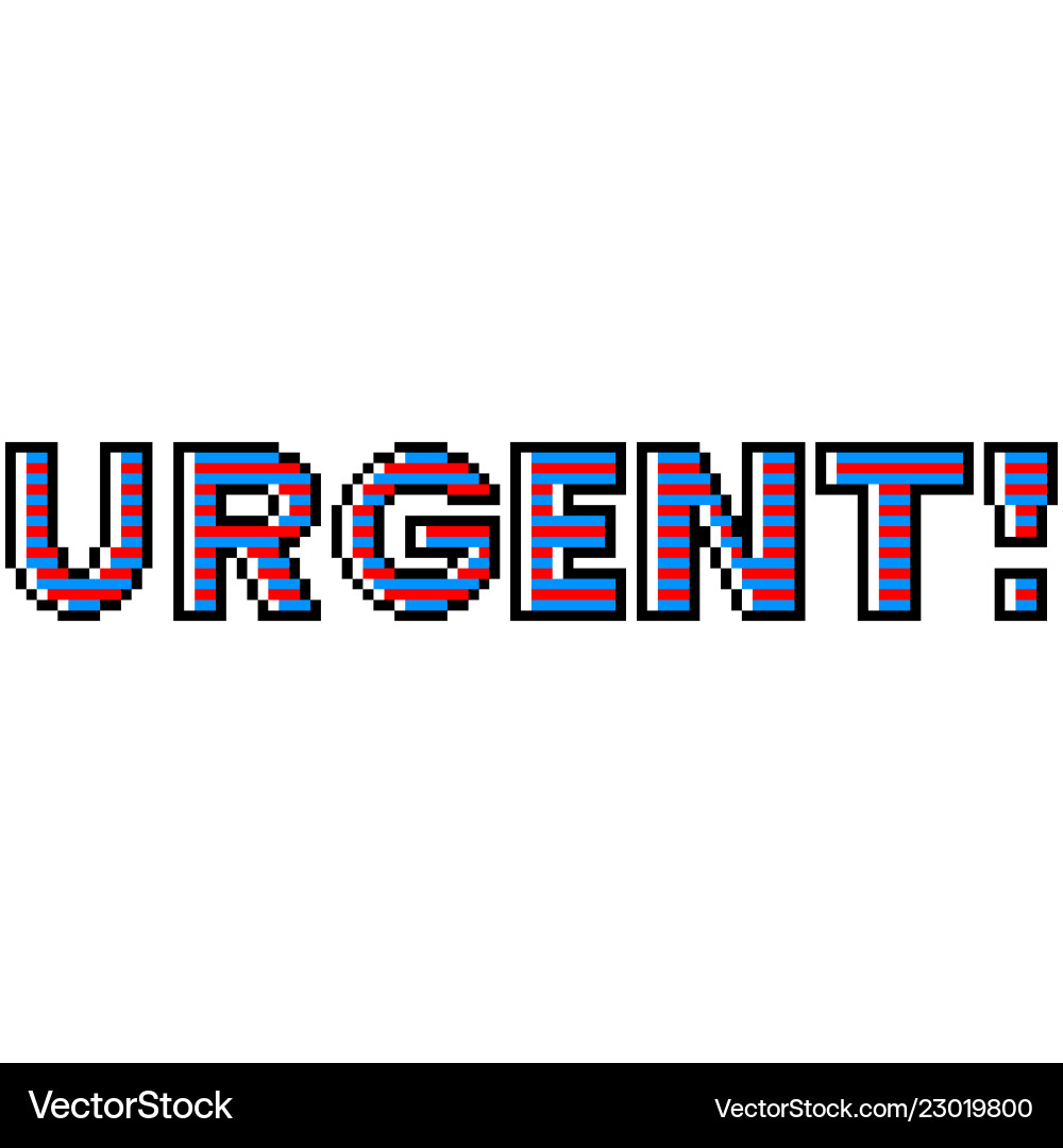 Pixel urgent colorful text detailed isolated Vector Image