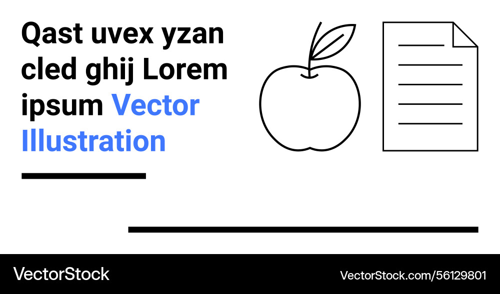 Abstract apple and document line art with bold Vector Image
