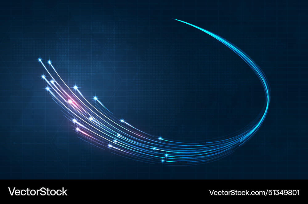Blue light streak fiber optic speed line Vector Image