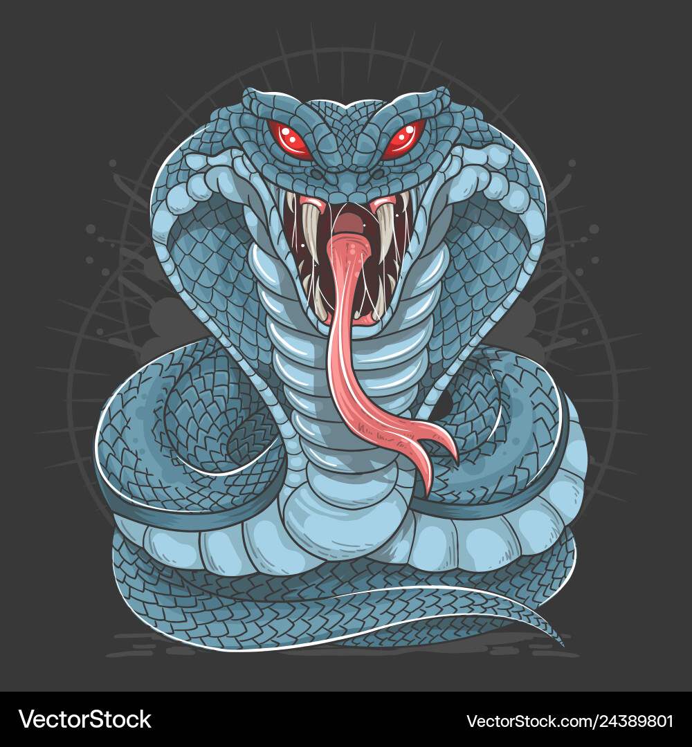 Cobra snake full body blue Royalty Free Vector Image