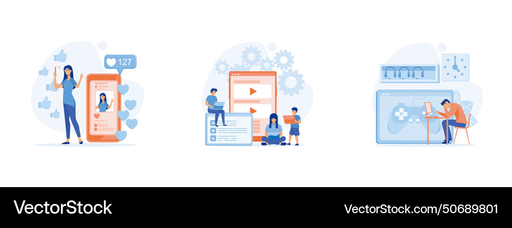 Digital overload concept likes and screen Vector Image