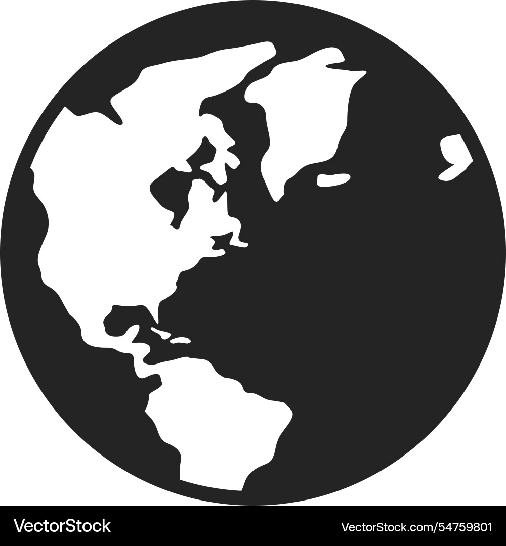 Earth globe with stylized continents in black Vector Image
