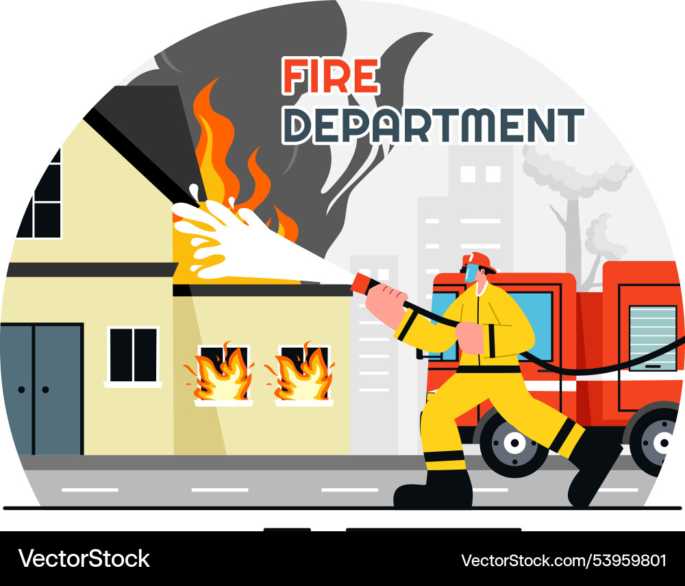 Fire department featuring firefighters Royalty Free Vector