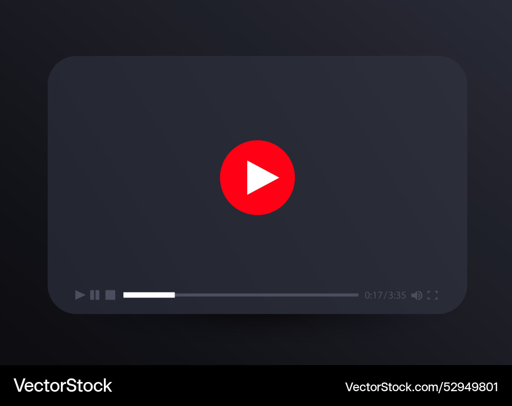 Flat black video player template for web Vector Image