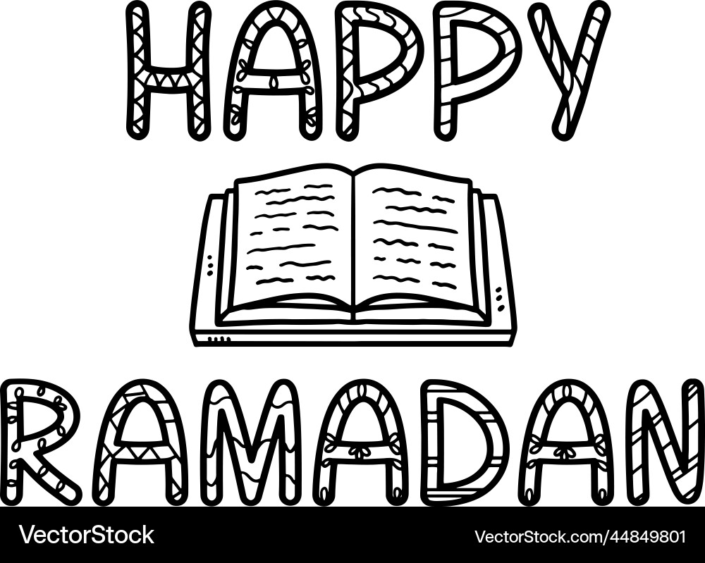 Happy ramadan isolated coloring page for kids Vector Image
