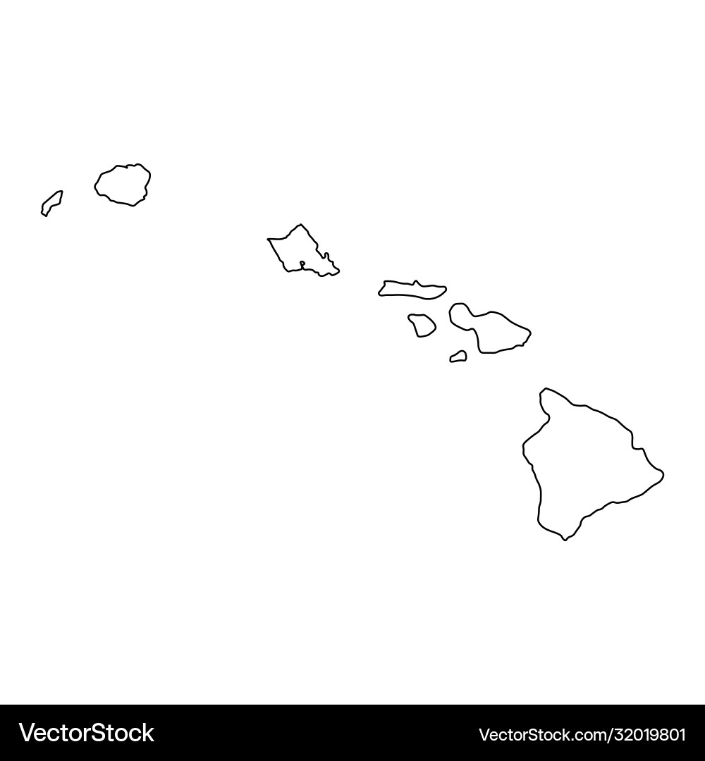 Hawaii hi state border usa map outline Royalty Free Vector