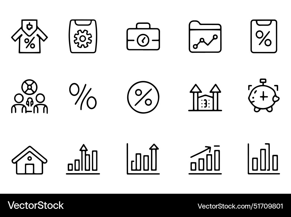 Percentage and growth related editable stroke Vector Image