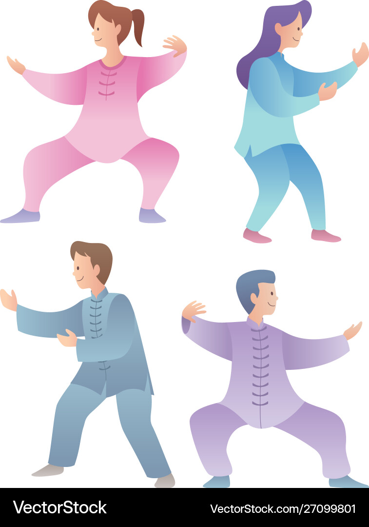 Qigong Characters - Tai Chi Set Royalty Free Vector Image