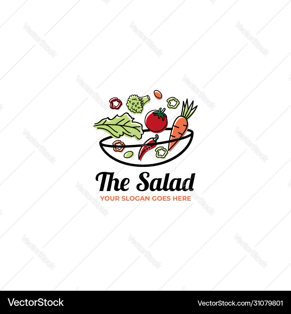 Salad logo flat concept Royalty Free Vector Image