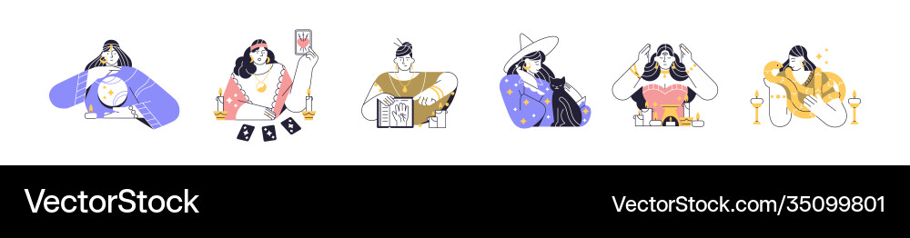 Set female fortune tellers predicting future Vector Image
