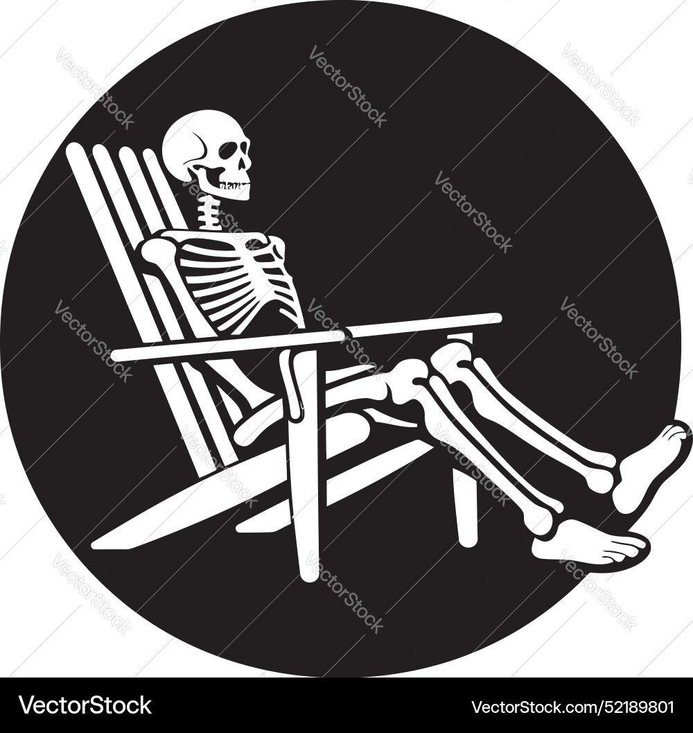 Shoreline skeleton on beach chair black Royalty Free Vector