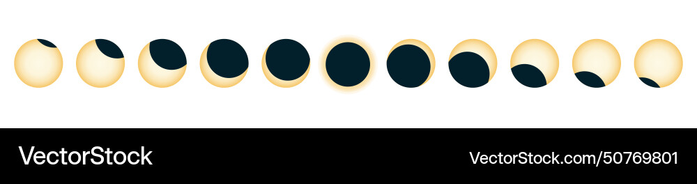 Stages of total solar eclipse Royalty Free Vector Image