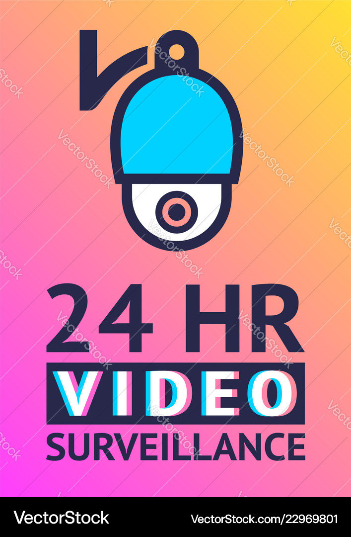 Video surveillance camera cctv poster Royalty Free Vector