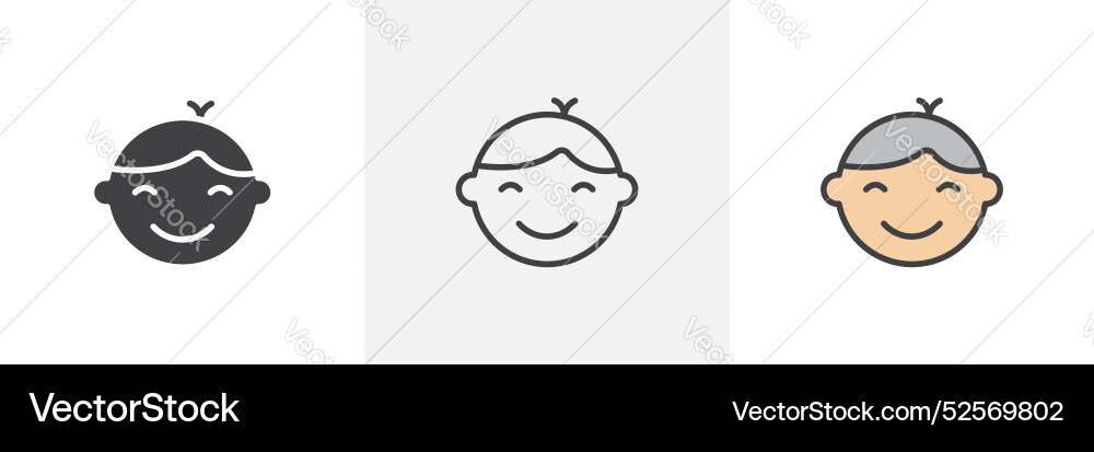 Child face icon set on white background Royalty Free Vector