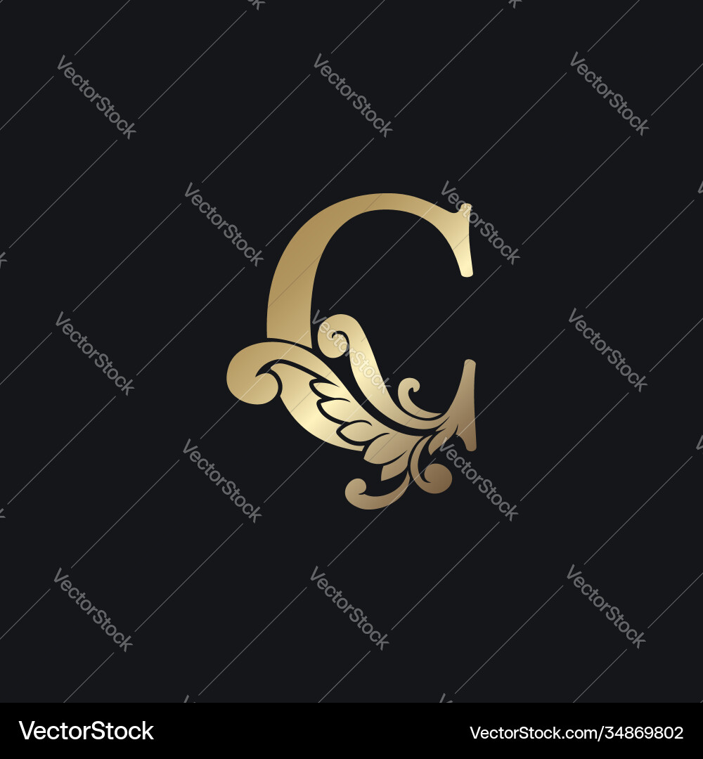 Classy gold letter c luxury decorative initial Vector Image