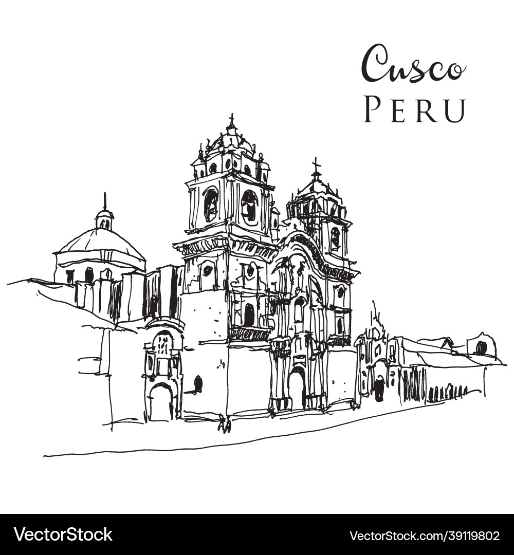 Cusco peru sketechy hand drawn Royalty Free Vector Image