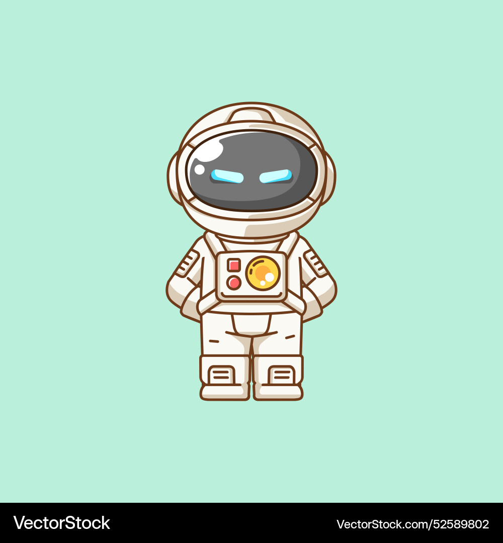 Cute astronaut serious kawaii chibi character Vector Image