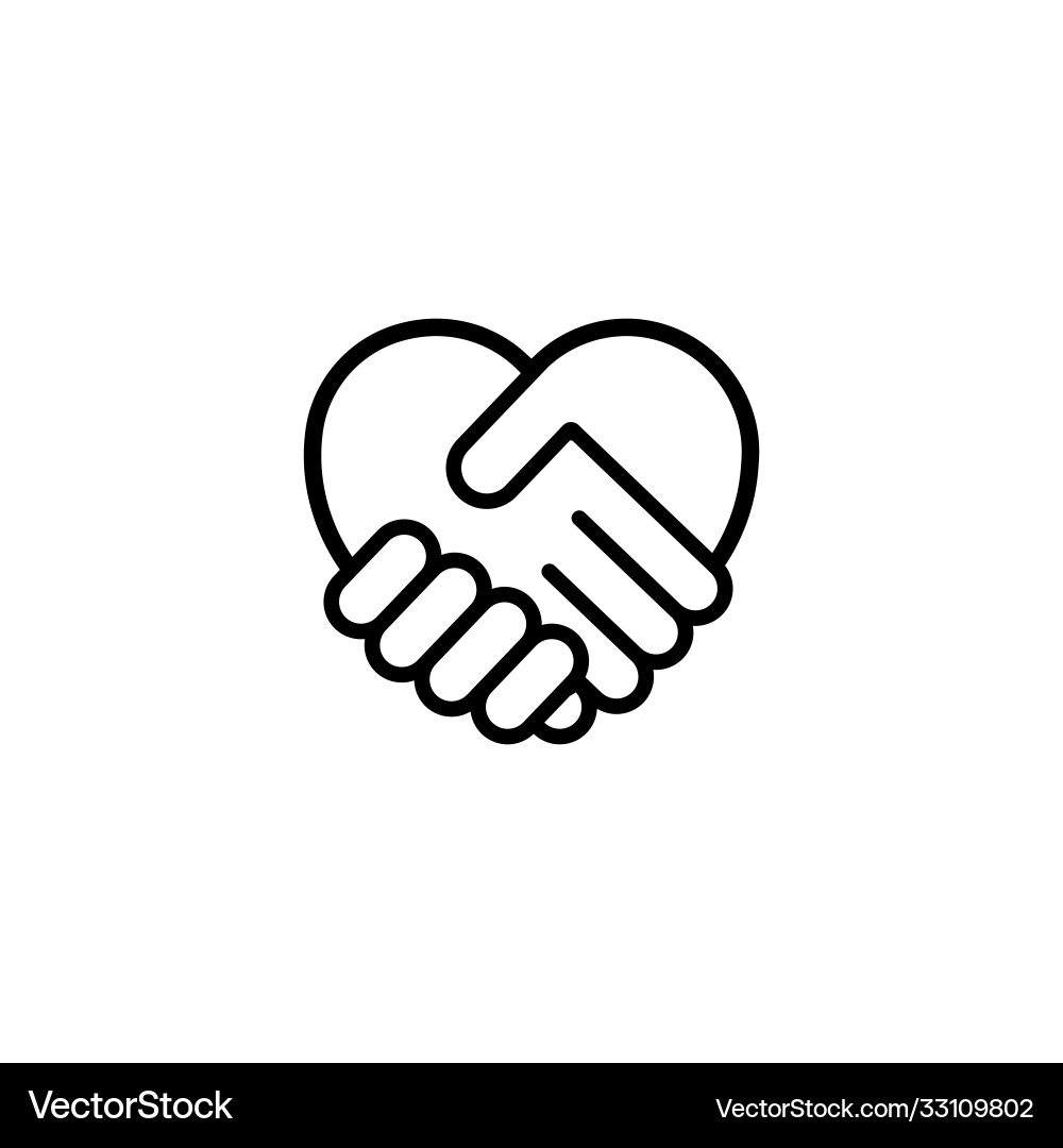 Heart shape icon handshake symbol friendship day Vector Image