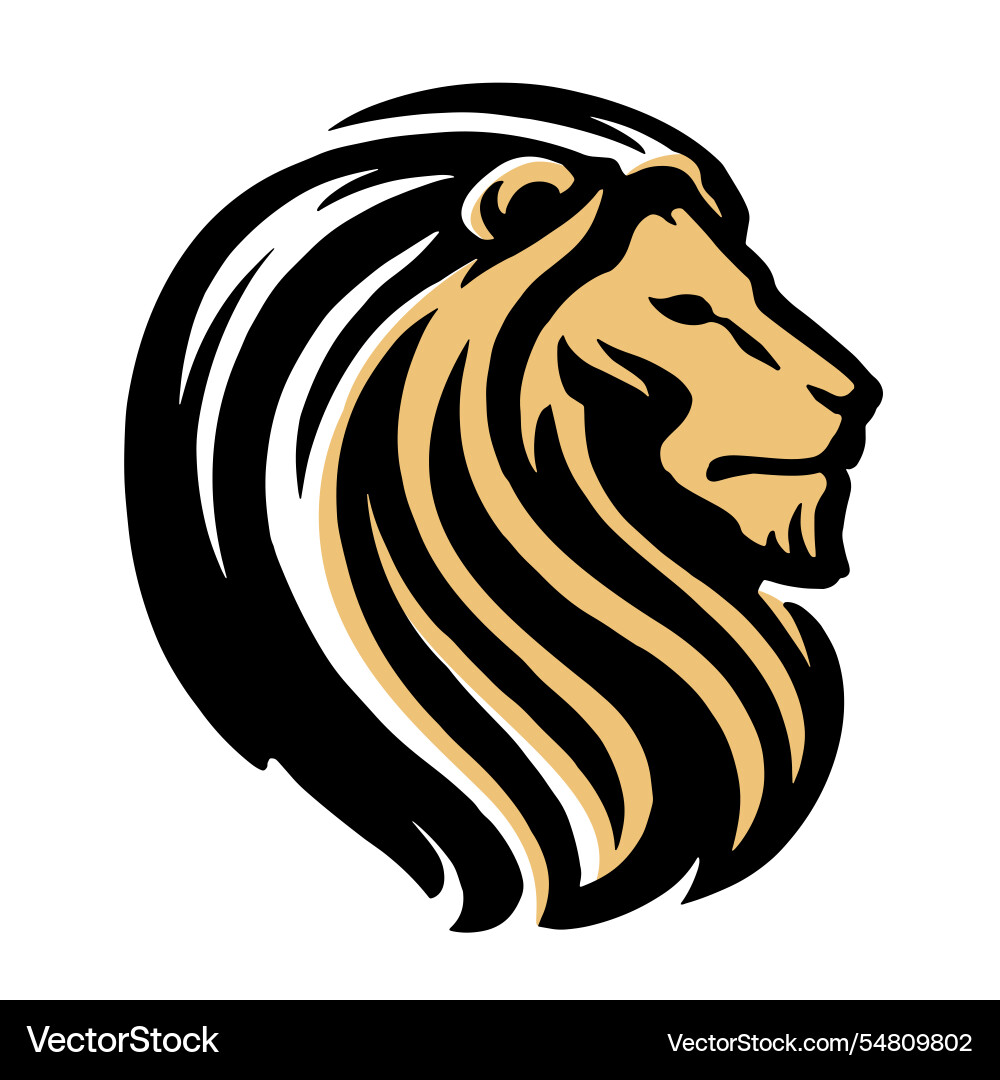 Lion head emblem predatory animal side view logo Vector Image