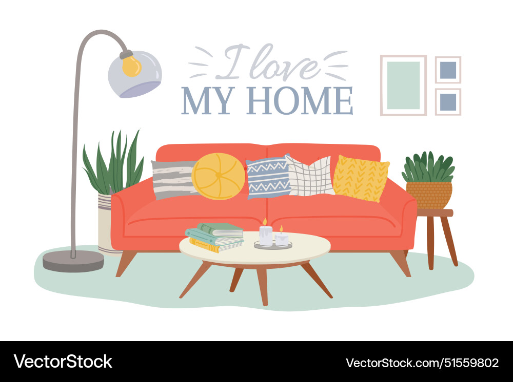 Scandinavian cozy interiors my home with sofa Vector Image
