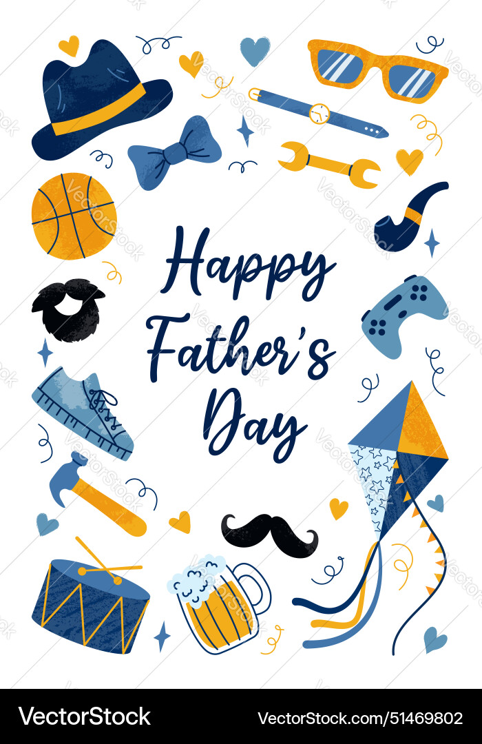 Vertical greeting card for happy fathers day Vector Image