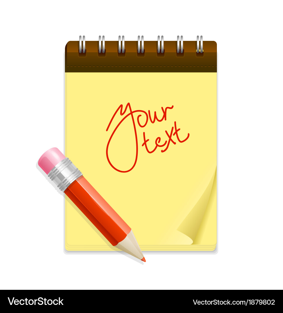 Yellow note paper and pencil Royalty Free Vector Image