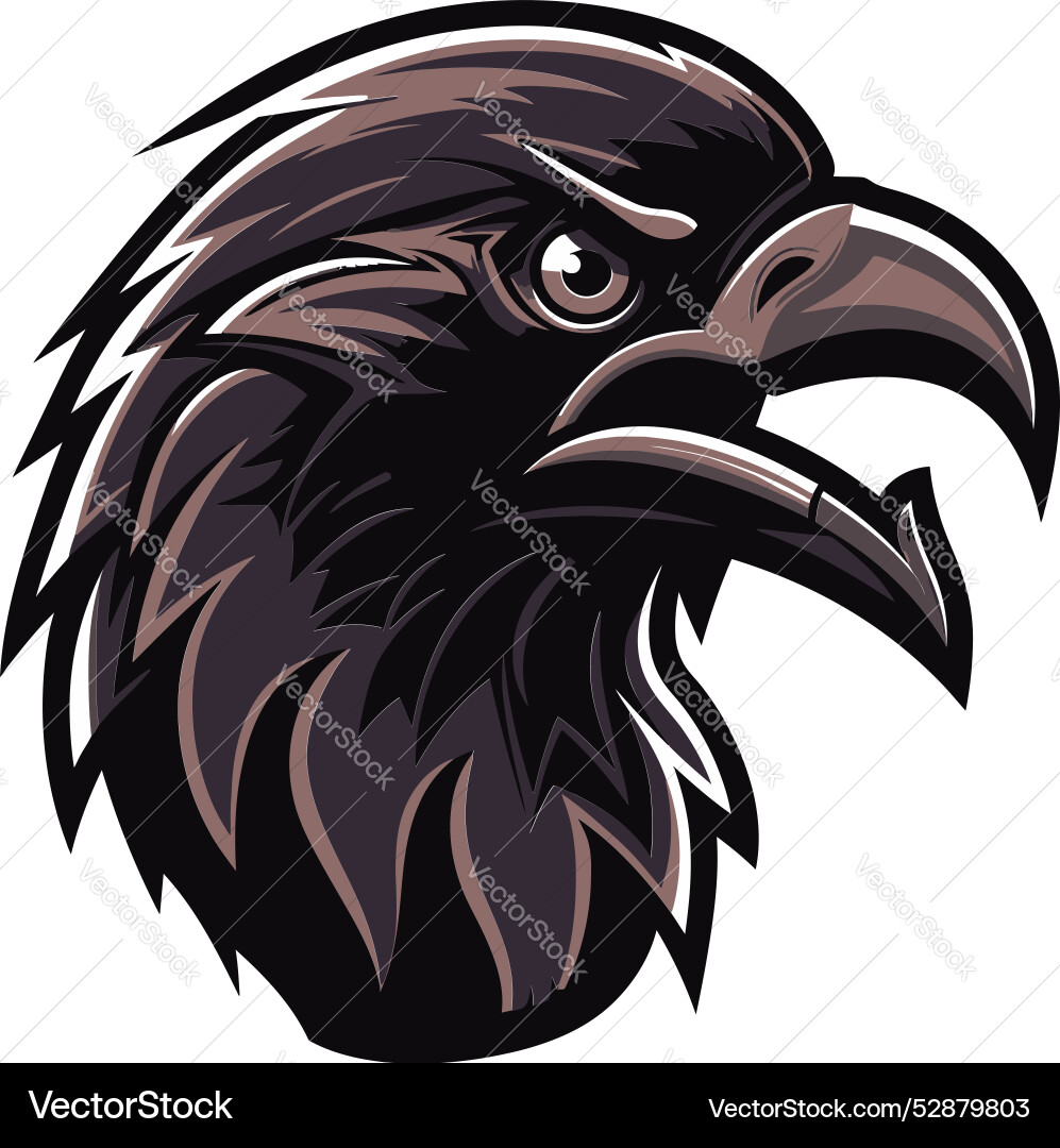 Abstract crow badge vintage raven icon Royalty Free Vector