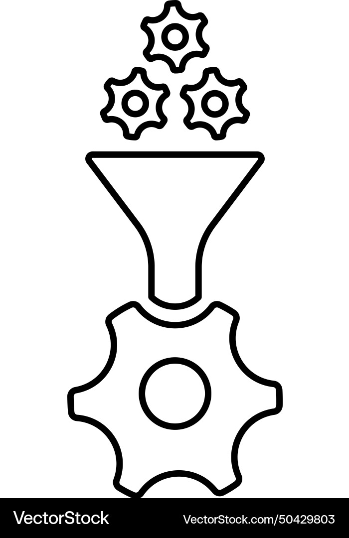 Data processing funnel iconline outline symbol Vector Image