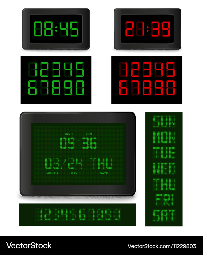 Electronic clock Royalty Free Vector Image - VectorStock