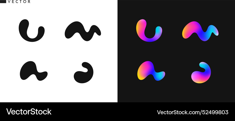 Fluorescent shapes icon set vibrant color Vector Image