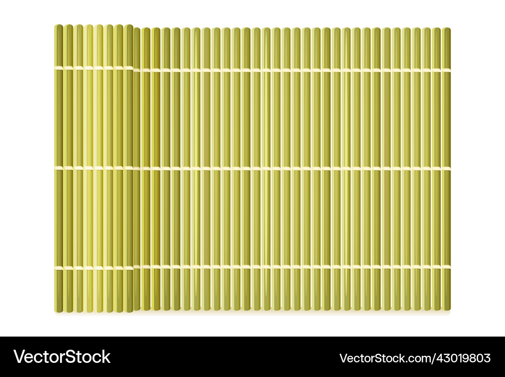 Green bamboo rug twisted into roll top view Vector Image