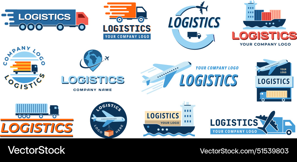 Logistics emblem transportation company icons Vector Image