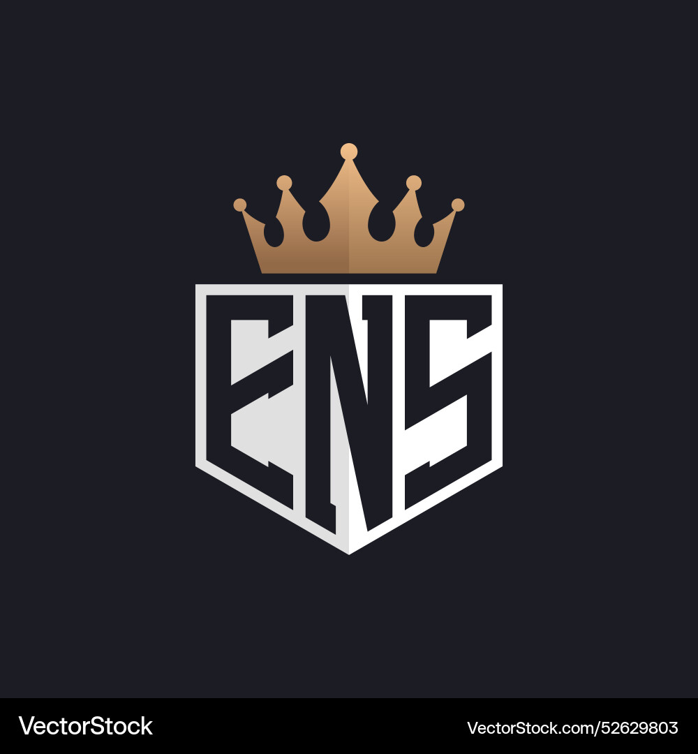 Luxury ens logo with crown elegant initials Vector Image