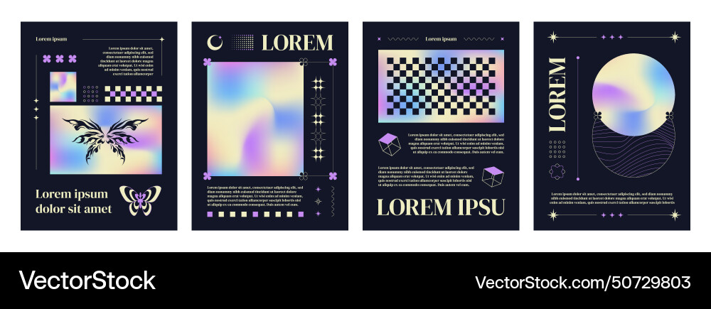 Poster in y2k style with holographic element Vector Image