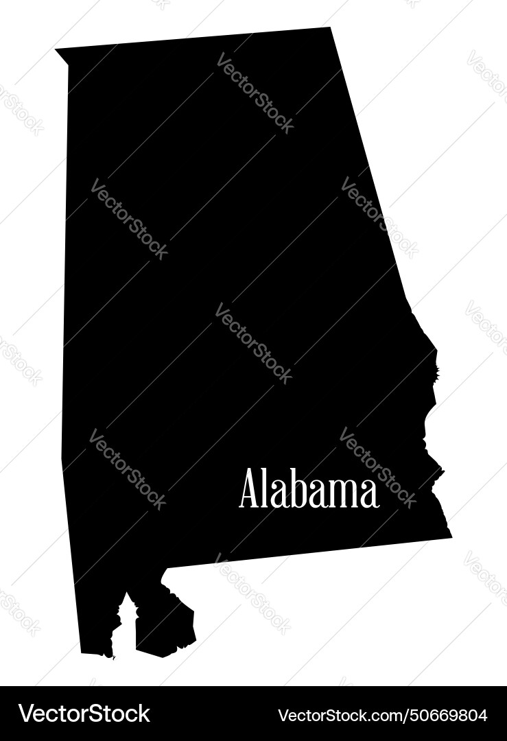 Alabama state silhouette map Royalty Free Vector Image