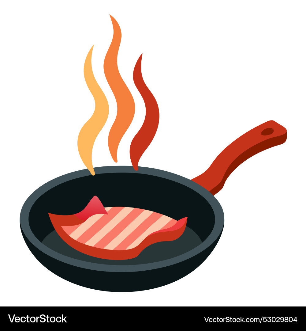 Bacon sizzling in a pan Royalty Free Vector Image